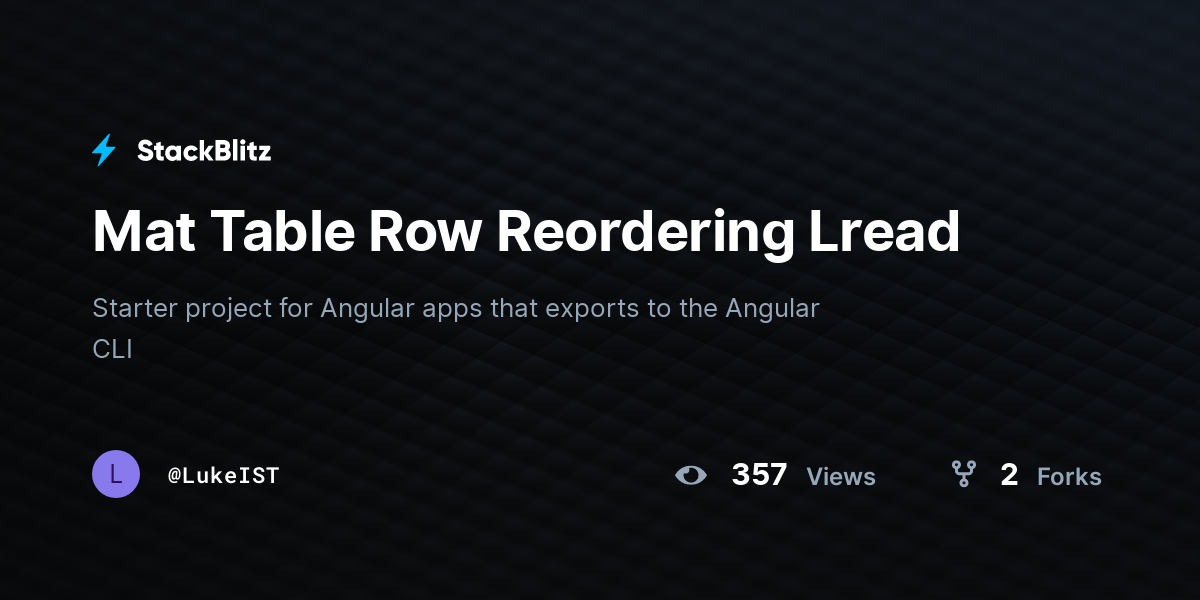 Mat Table Row Reordering Lread - StackBlitz