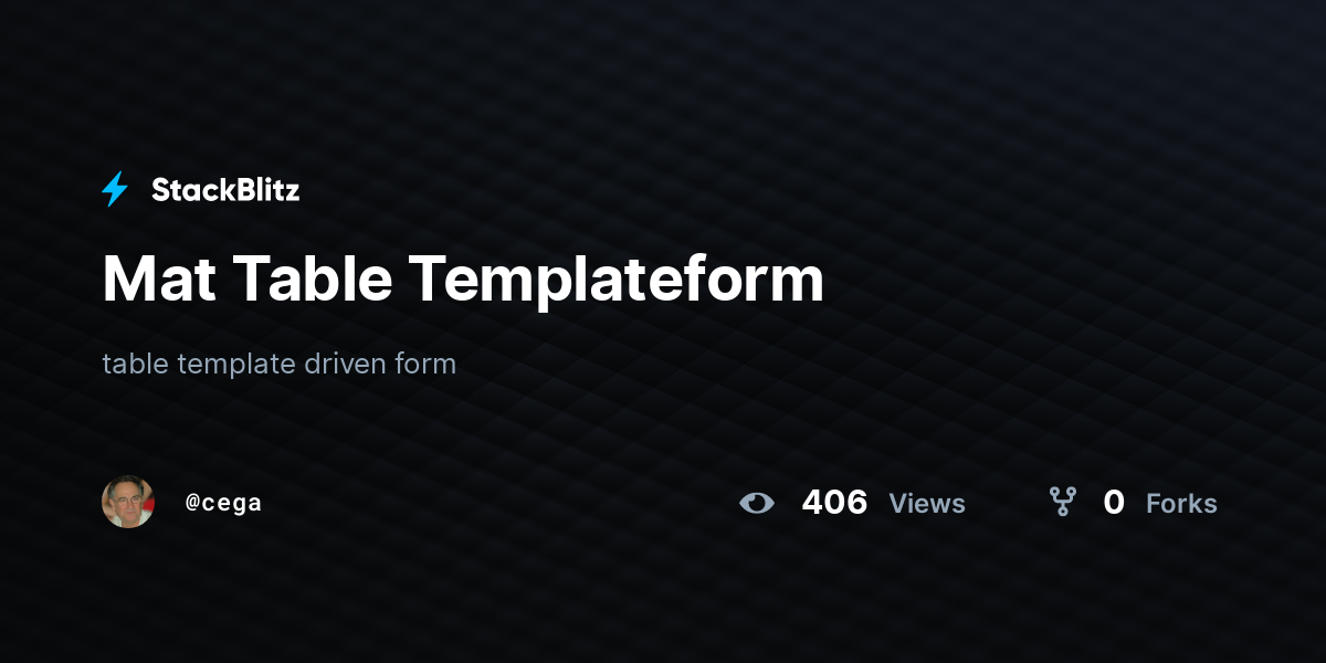 Mat Table Templateform - StackBlitz