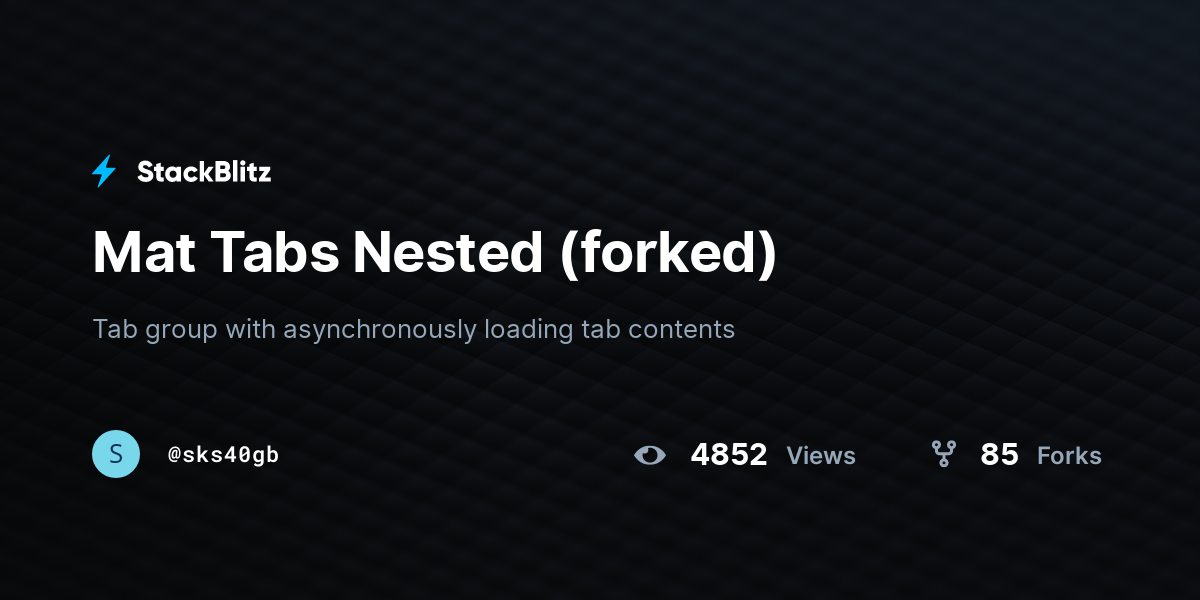 Mat Tabs Nested (forked) - StackBlitz