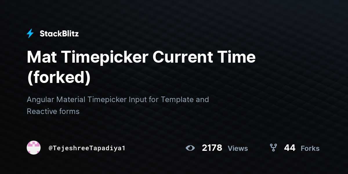 Mat Timepicker Current Time (forked) - StackBlitz