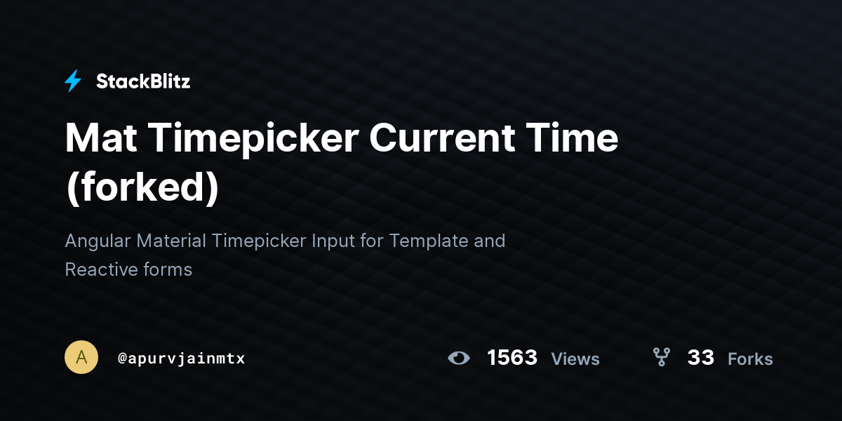 Mat Timepicker Current Time (forked) - StackBlitz