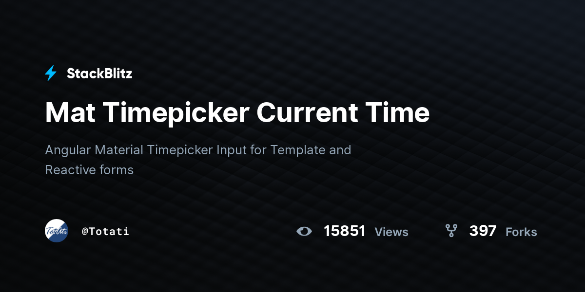 Mat Timepicker Current Time - StackBlitz