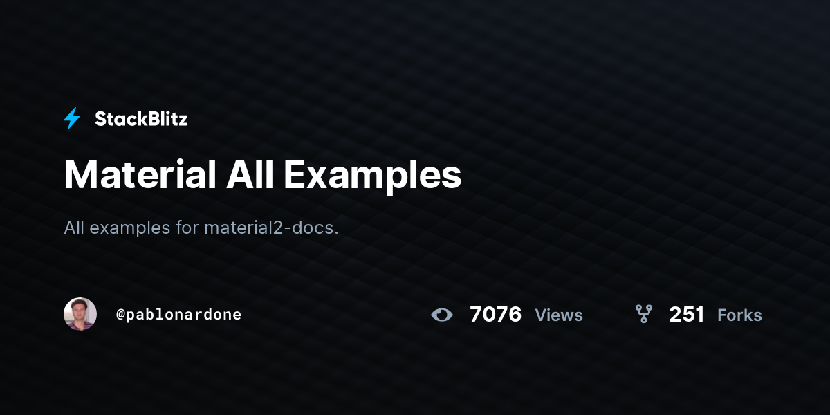 Material All Examples - StackBlitz