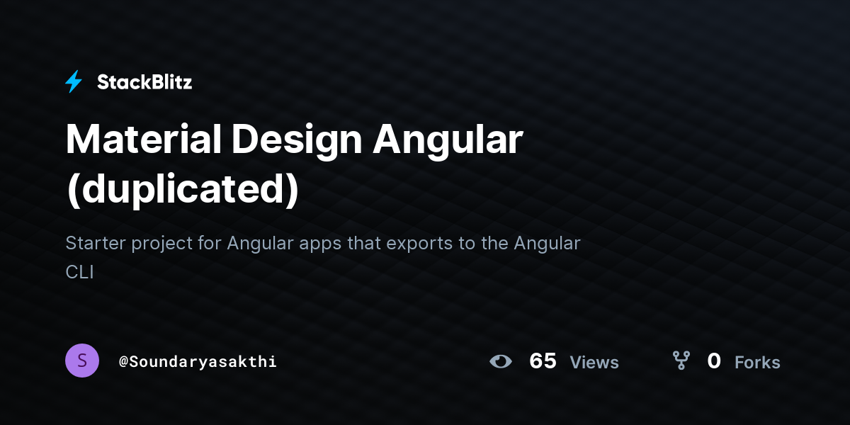 Material Design Angular (forked) - StackBlitz Material Design Angular (forked) - StackBlitz