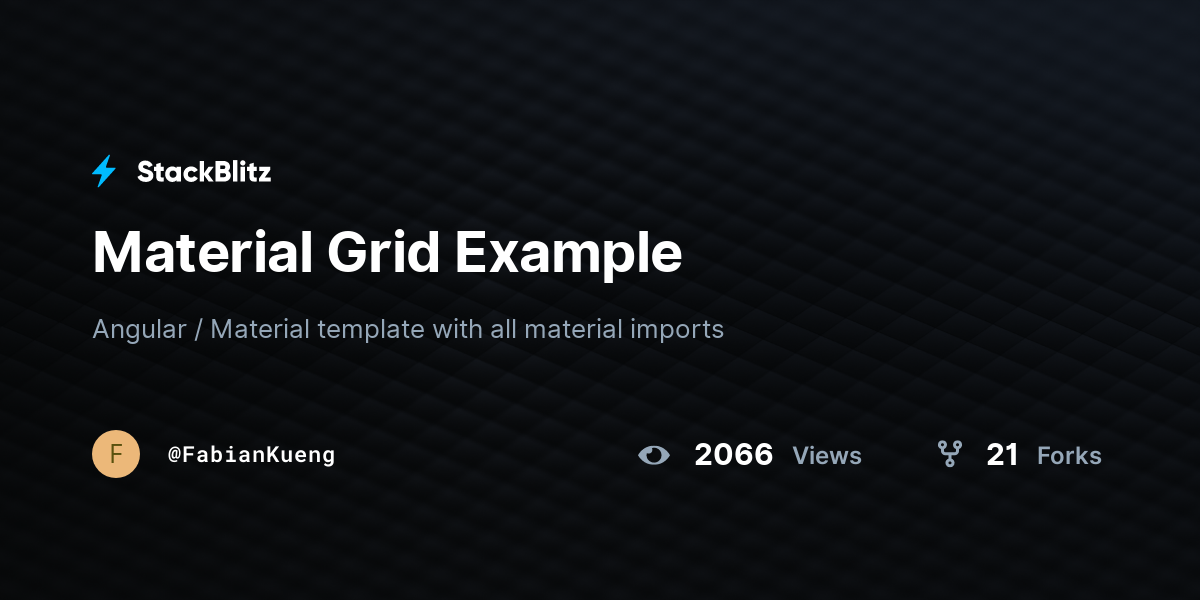Material Grid Example - StackBlitz