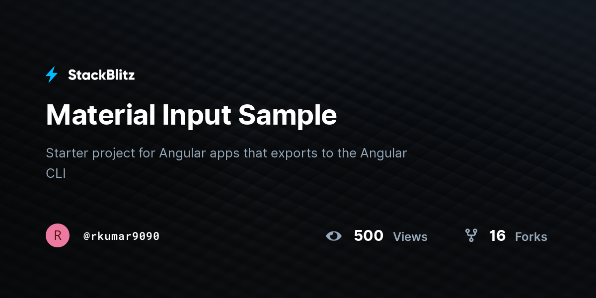 Material Input Sample - StackBlitz