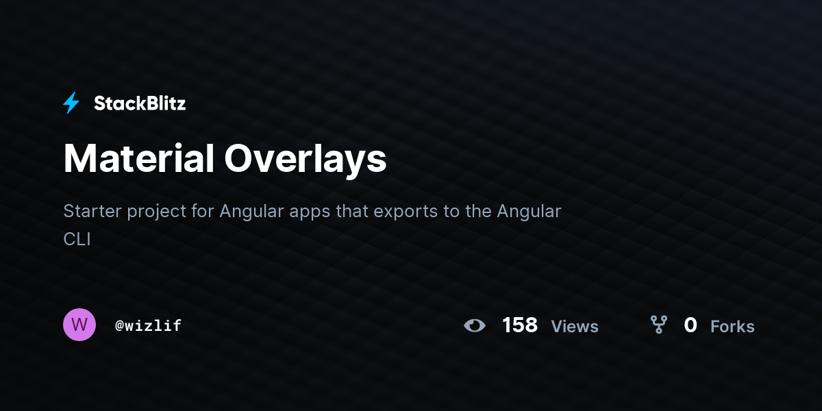 Material Overlays - StackBlitz