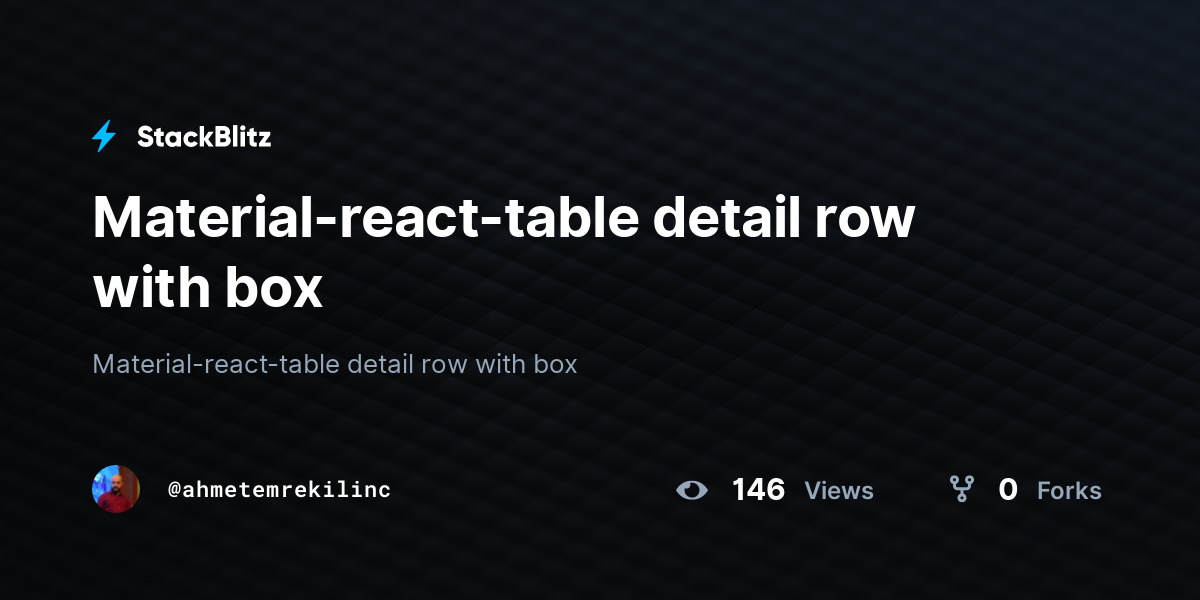 Material-react-table detail row with box - StackBlitz