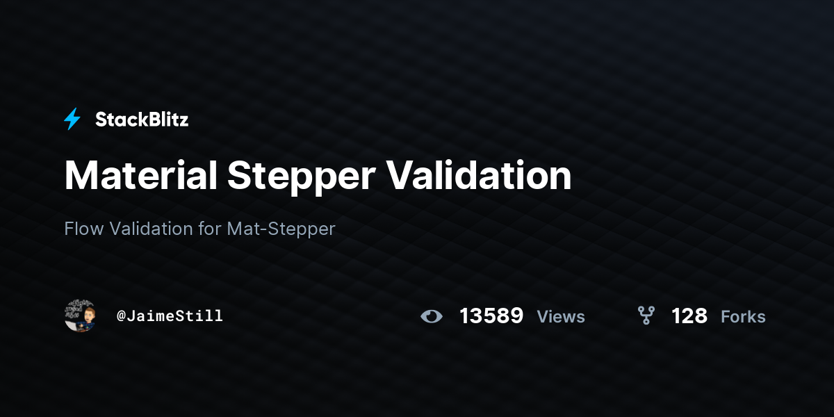 Material Stepper Validation - StackBlitz