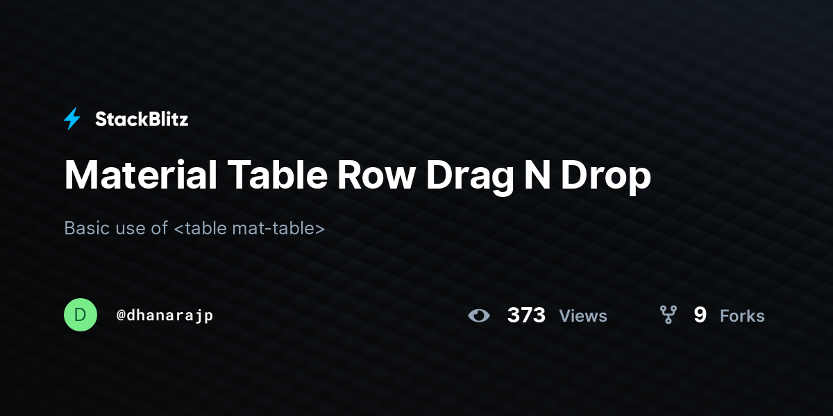 Material Table Row Drag N Drop - StackBlitz