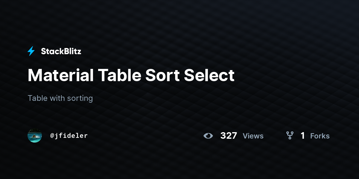 Material Table Sort Select - StackBlitz