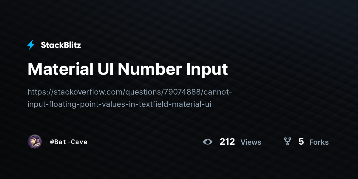 Material UI Number Input - StackBlitz