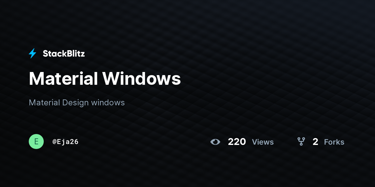 Material Windows - StackBlitz