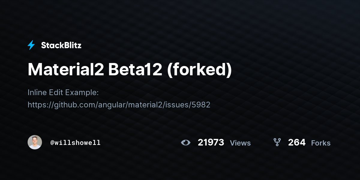 Material2 Beta12 (forked) - StackBlitz
