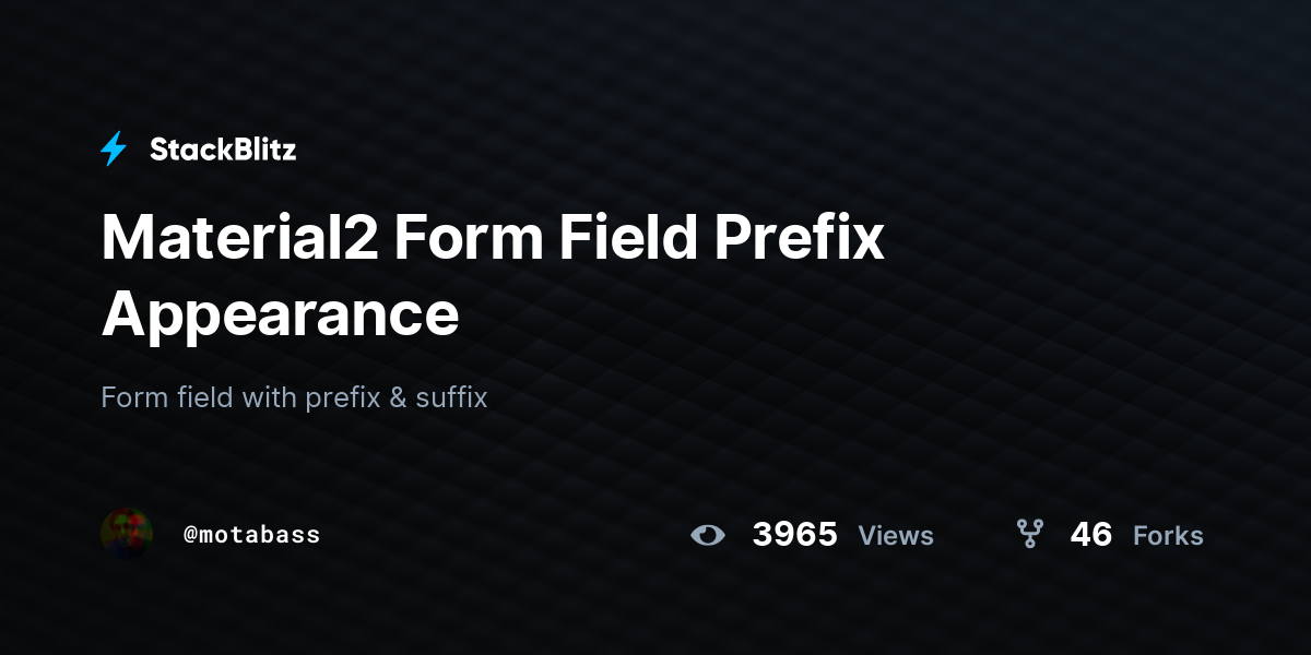 Material2 Form Field Prefix Appearance - StackBlitz