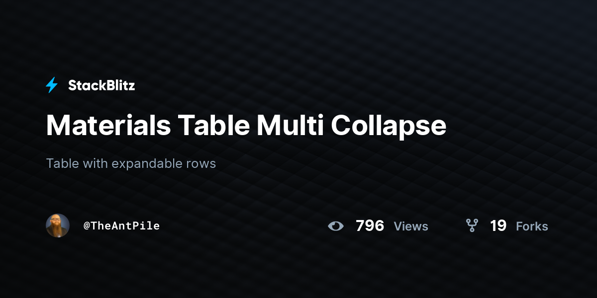 Materials Table Multi Collapse Stackblitz