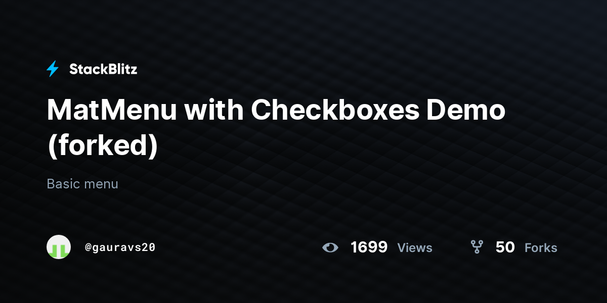 MatMenu with Checkboxes Demo (forked) - StackBlitz
