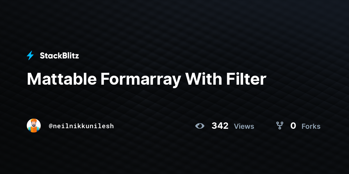Mattable Formarray With Filter - StackBlitz