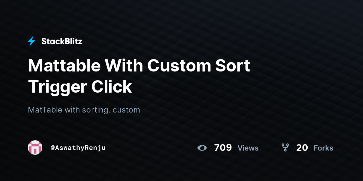 Mattable With Custom Sort Trigger Click - StackBlitz