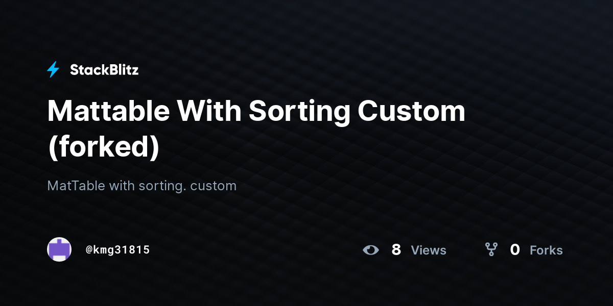 Mattable With Sorting Custom (forked) - StackBlitz Mattable With Sorting Custom (forked) - StackBlitz