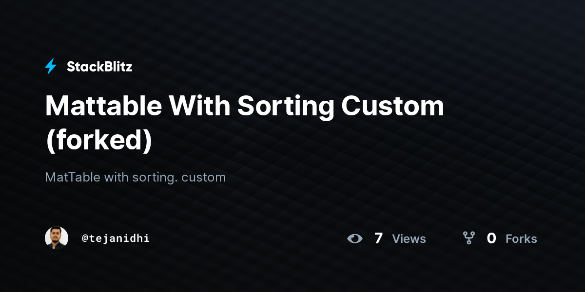 Mattable With Sorting Custom (forked) - StackBlitz Mattable With Sorting Custom (forked) - StackBlitz