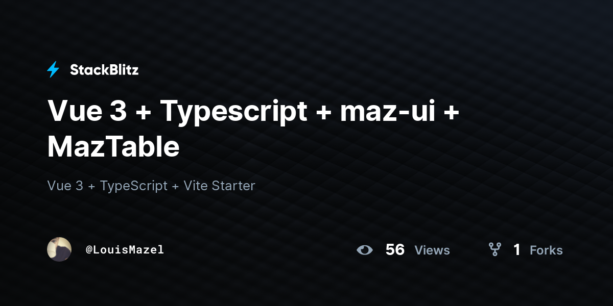 Vue 3 + Typescript + maz-ui + MazTable - StackBlitz
