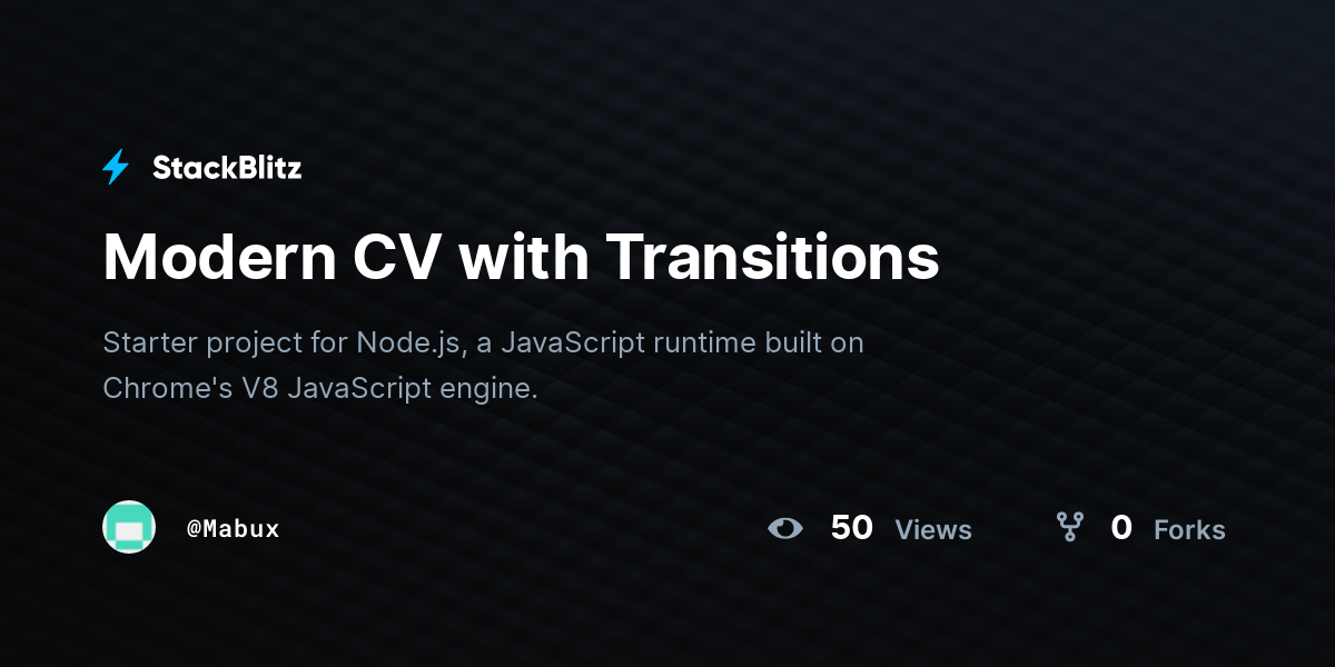 Modern CV with Transitions - StackBlitz