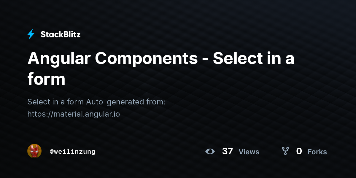 Angular Components - Select in a form - StackBlitz