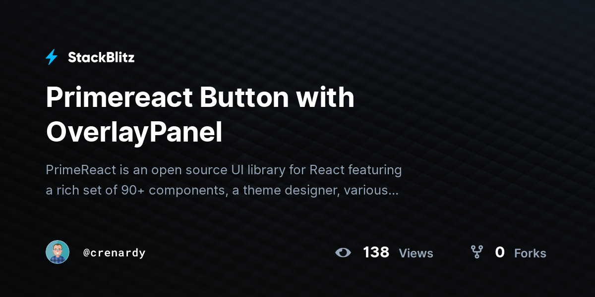Primereact Button with OverlayPanel - StackBlitz