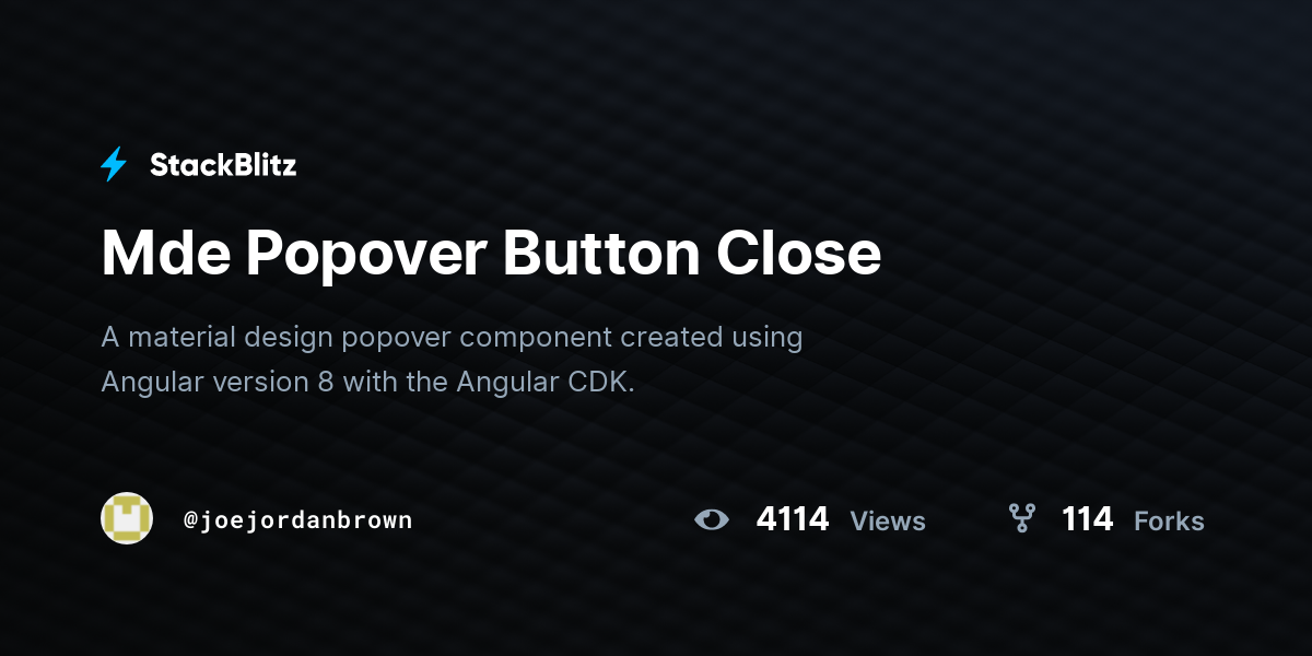 Mde Popover Button Close - StackBlitz