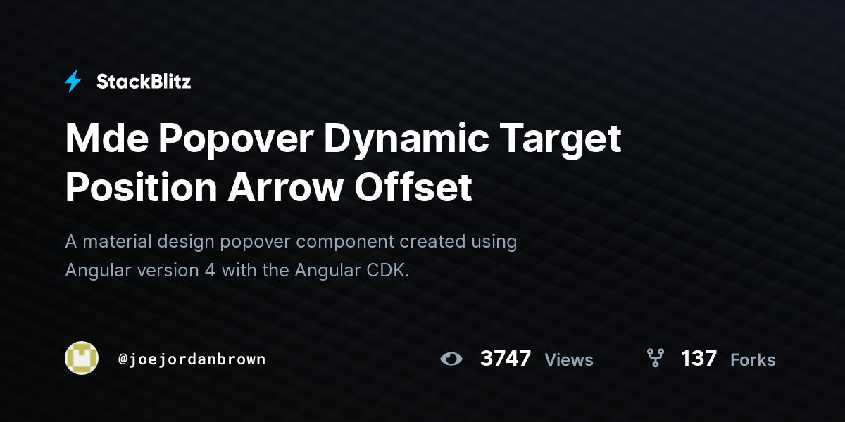Mde Popover Dynamic Target Position Arrow Offset - StackBlitz
