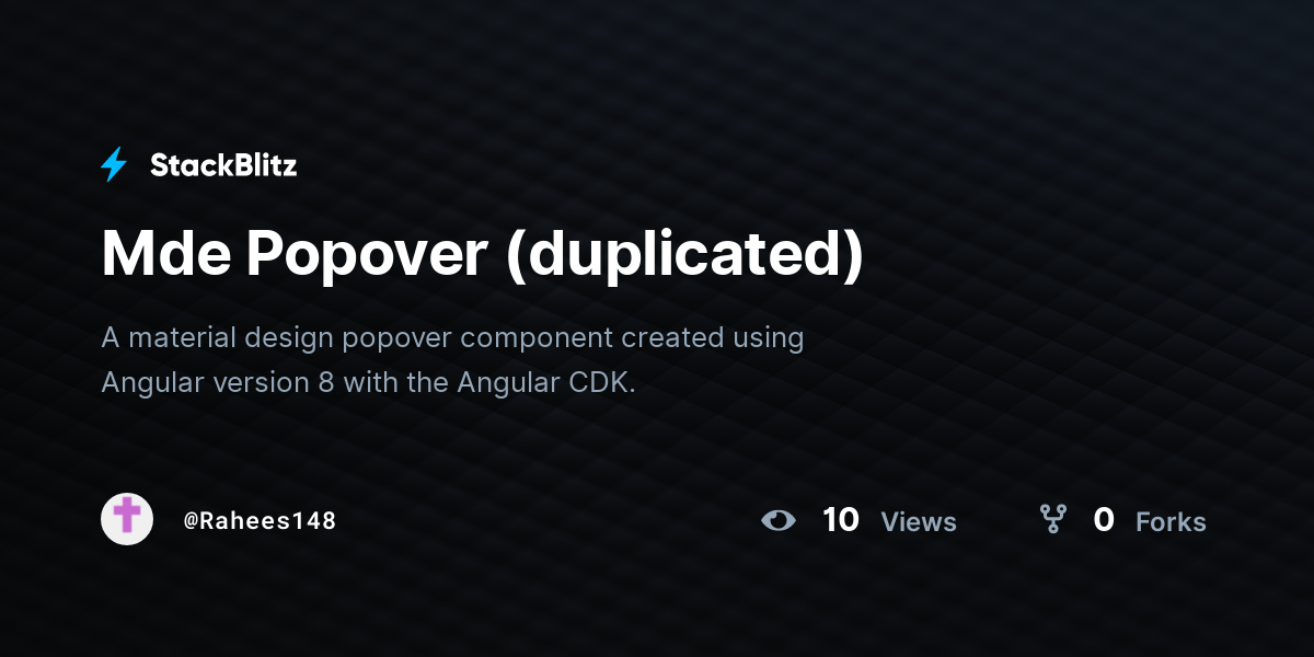 Mde Popover (duplicated) - StackBlitz