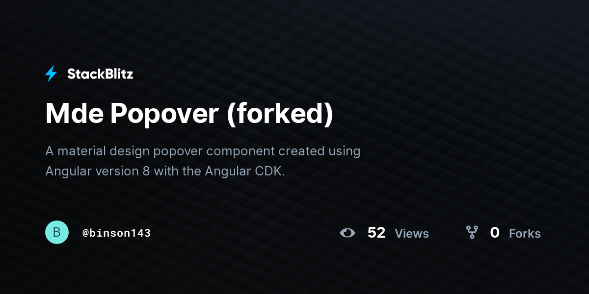 Mde Popover (forked) - StackBlitz Mde Popover (forked) - StackBlitz