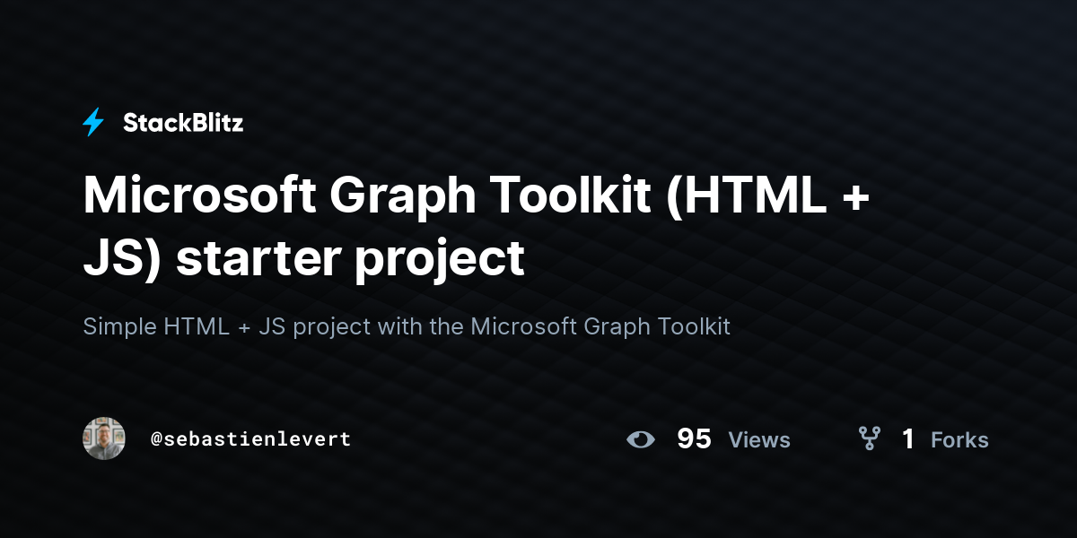 Microsoft Graph Toolkit (HTML + JS) starter project - StackBlitz