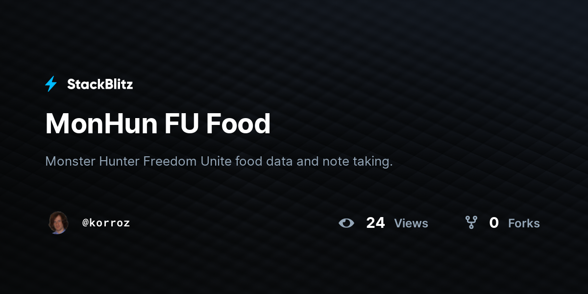 MonHun FU Food - StackBlitz