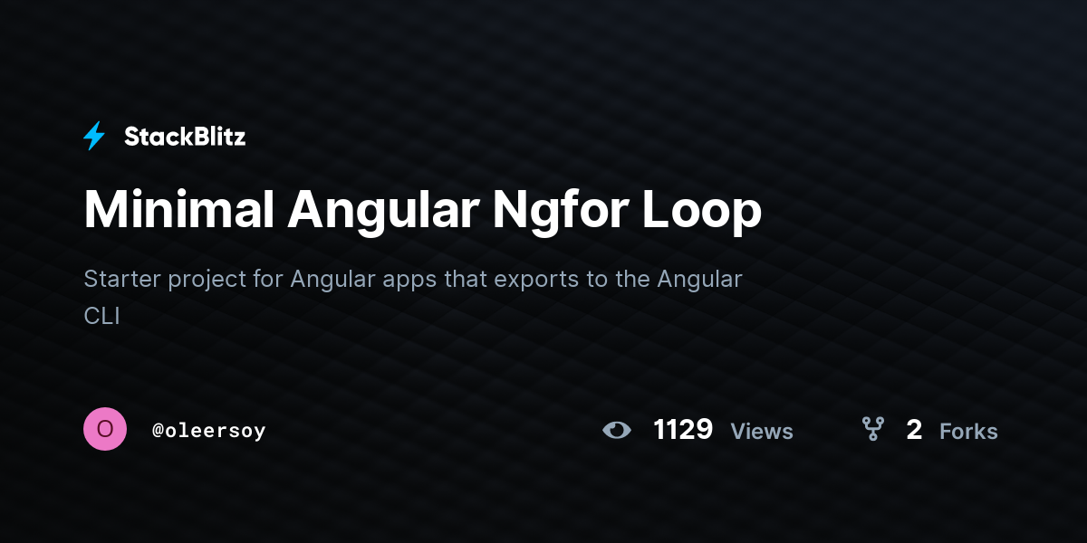Minimal Angular Ngfor Loop - StackBlitz