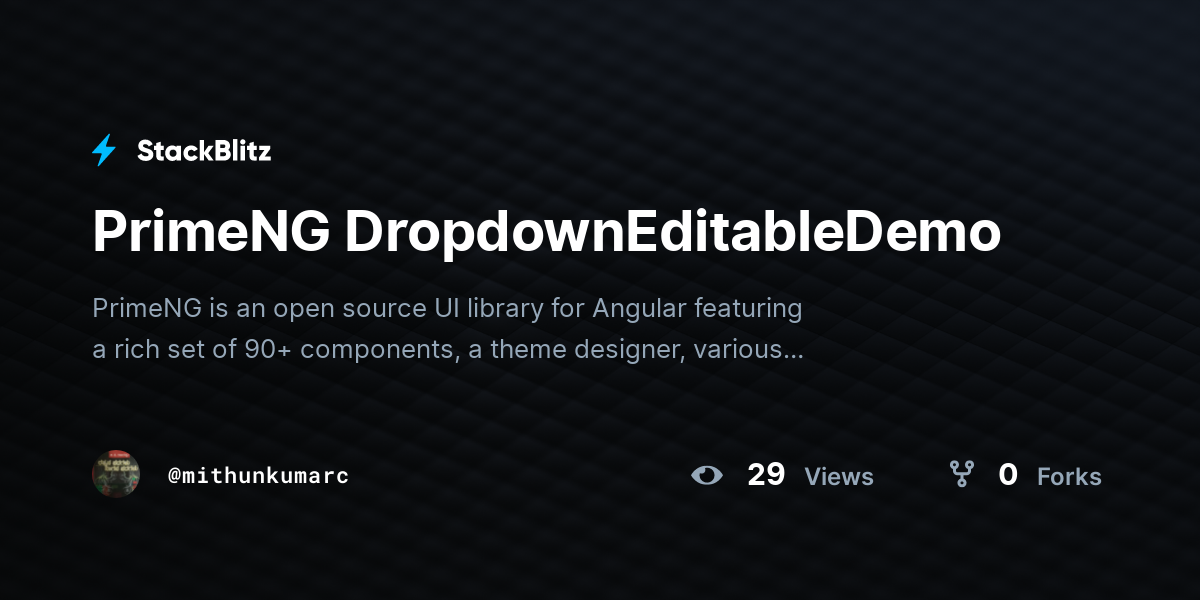 PrimeNG DropdownEditableDemo - StackBlitz