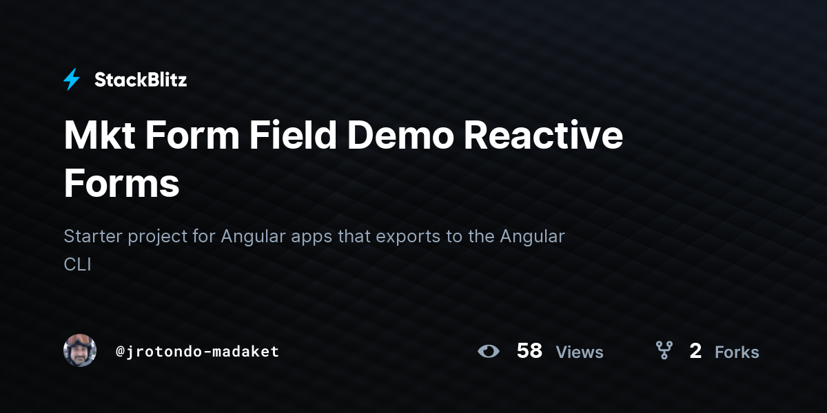 Mkt Form Field Demo Reactive Forms - StackBlitz