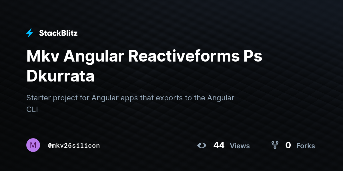 Mkv Angular Reactiveforms Ps Dkurrata - StackBlitz Mkv Angular Reactiveforms Ps Dkurrata - StackBlitz