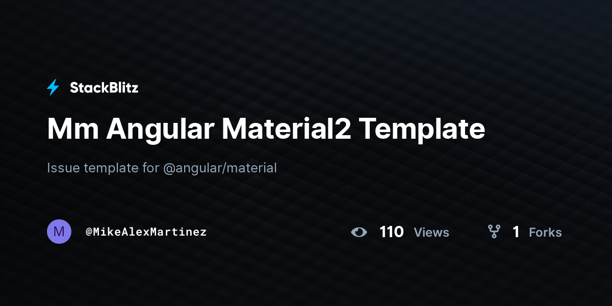 Mm Angular Material2 Template - StackBlitz