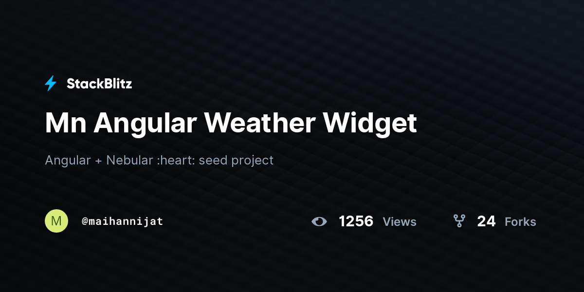 Mn Angular Weather Widget - StackBlitz Mn Angular Weather Widget - StackBlitz