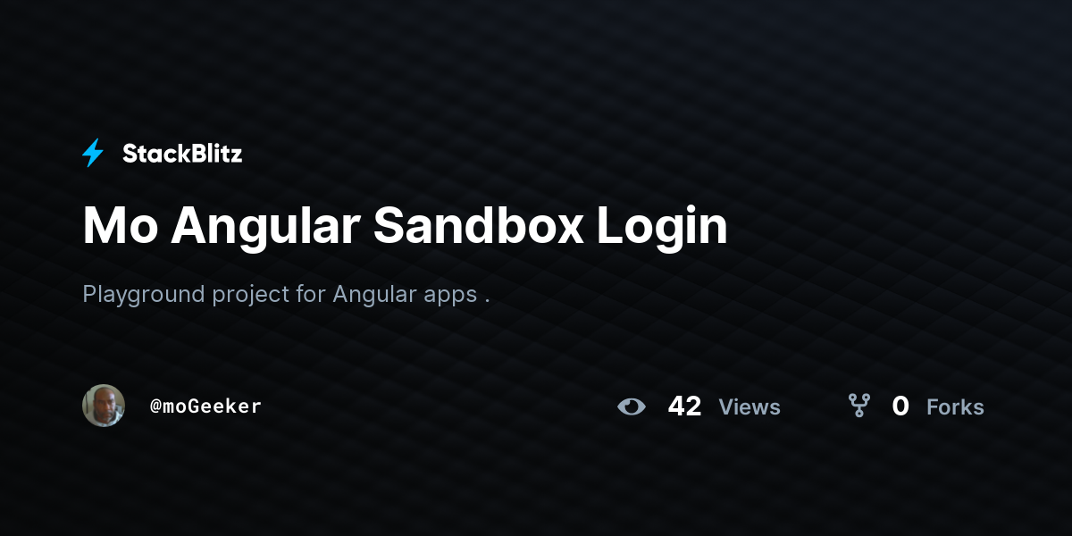 Mo Angular Sandbox Login - StackBlitz
