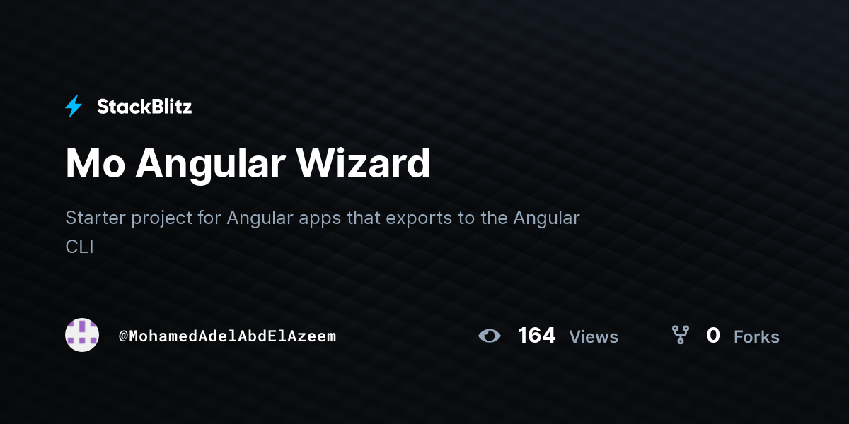 Mo Angular Wizard - StackBlitz Mo Angular Wizard - StackBlitz