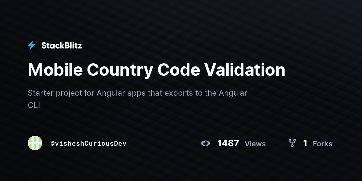 Mobile Country Code Validation - StackBlitz