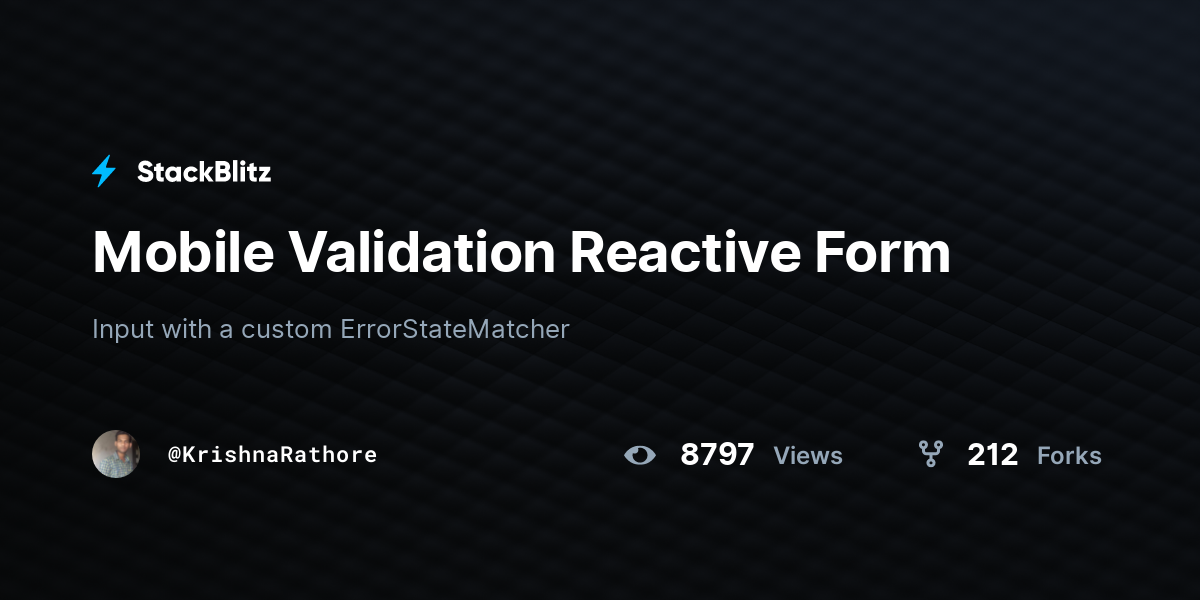 Mobile Validation Reactive Form - StackBlitz