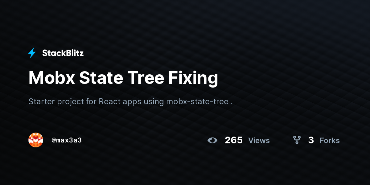 Mobx State Tree Fixing Stackblitz