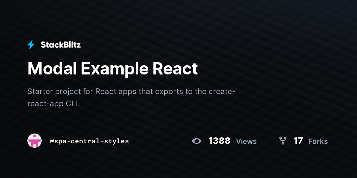 Modal Example React - StackBlitz