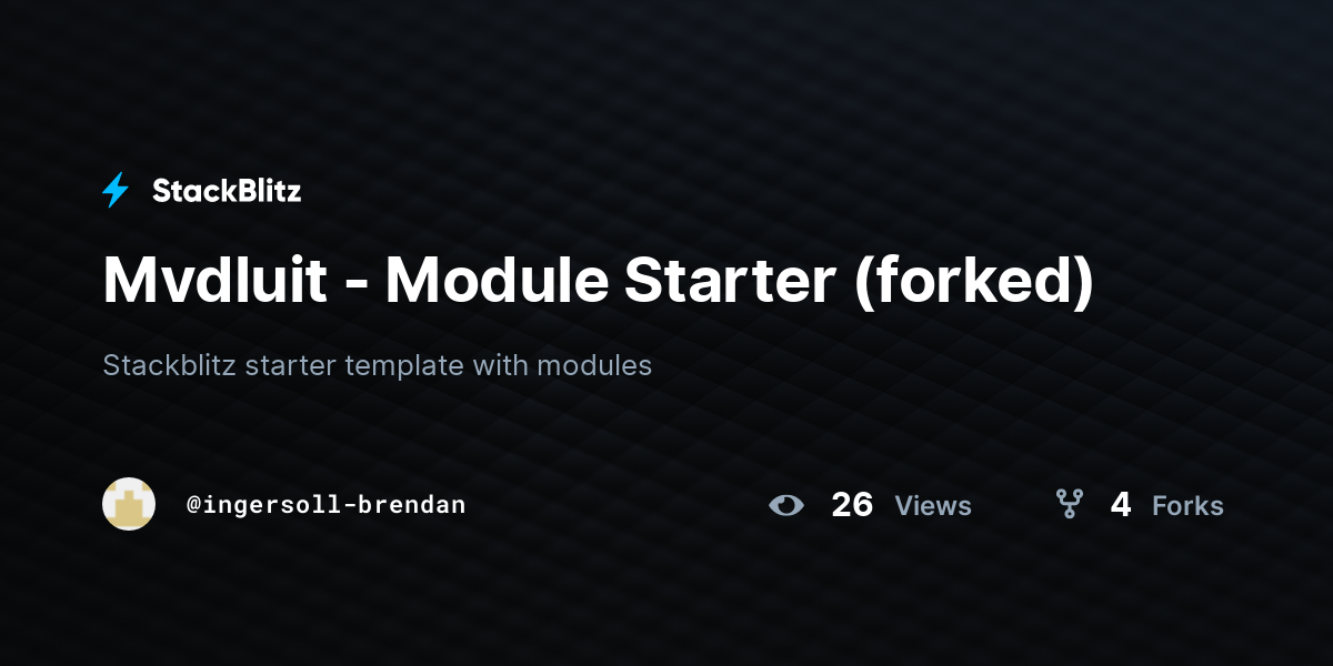 Mvdluit - Module Starter (forked) - StackBlitz