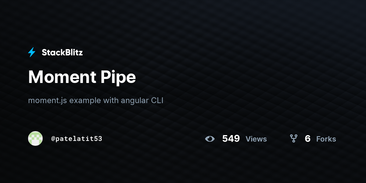 Moment Pipe - StackBlitz