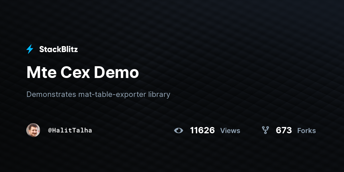 Mte Cex Demo - StackBlitz